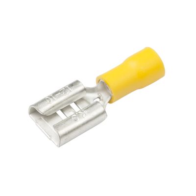 Vinyl Push-On Terminal, Female, Partially-Insulated, .375", Yellow, 12 ...