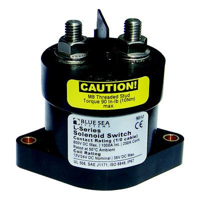 Blue Sea Systems 9012-BSS, L Series Solenoid, 250 Amp, 12/24V (1 MIN ...