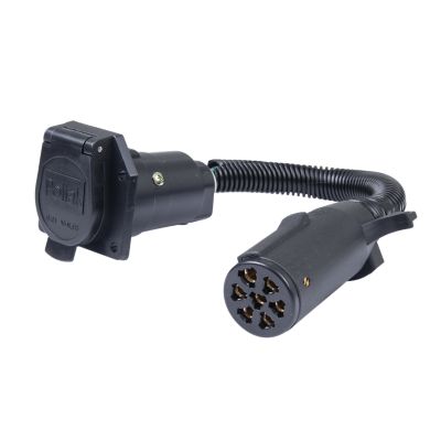 7-Way Round Plug to 7-Way RV Blade Socket Adapter | Del City