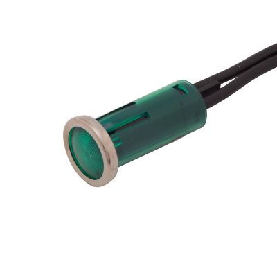 Green Indicator LED Light w/ 18 Gauge, 1/2" Mounting Hole, 2.95 ± 0.2 ...