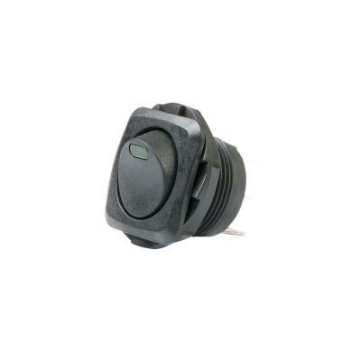 SPST On-Off LED Illuminated Square Rocker, Round Hole, Green 2.2V LED ...