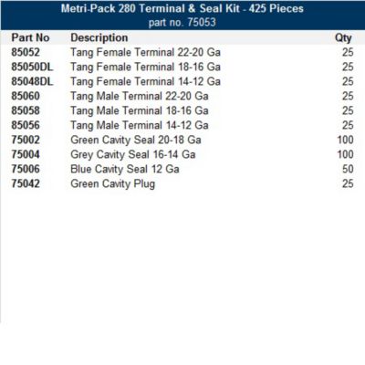 Metri-Pack 280 Male & Female Terminal & Seal Kit - 425 Pieces | Del City