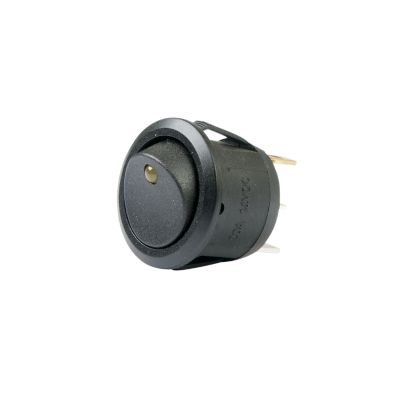 SPST On-Off LED Illuminated Round Hole Rocker Switch, Amber, DC Rated ...