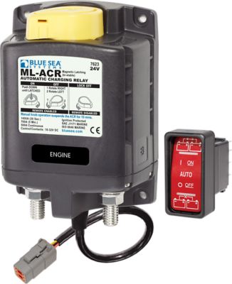 Blue Sea Systems 7623100-BSS, ML-ACR Automatic Charging Relay w/ Manual ...