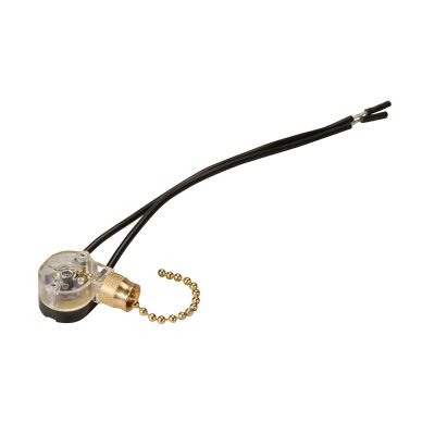 Pull Cord Switch / Brass Nut & Pull Chain - SPST | Del City