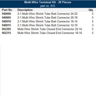 Multi-Wire Heat Shrink Terminal Kit - 28 Pieces | Del City