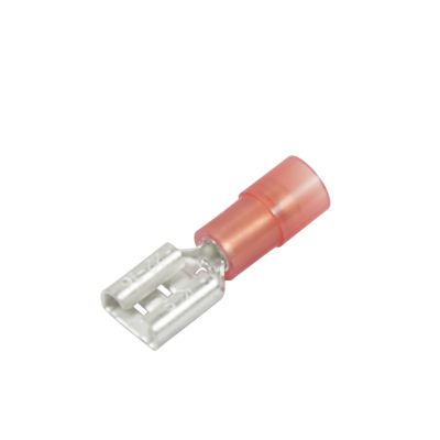 Nylon Push-On Terminal, Female, Partially Insulated .250", Red, 22-18 ...