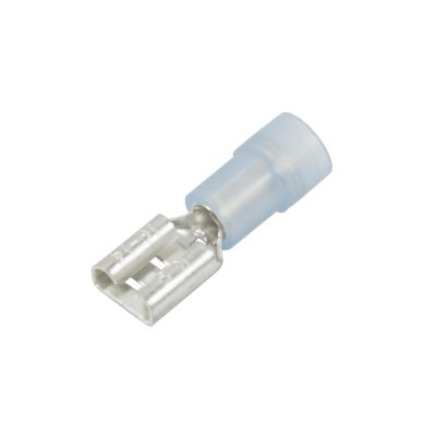 Nylon Push-On Terminal, Female, Partially Insulated, .250", Blue, 16-14 ...